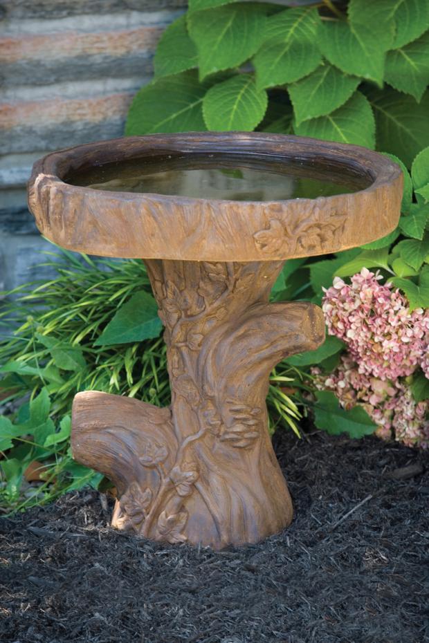 19" Tree Stump Bird Bath – Massarelli Lawn Ornaments
